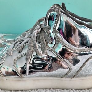 Skechers | Shoes | Skechers Silver Hitop Sneaker | Poshmark